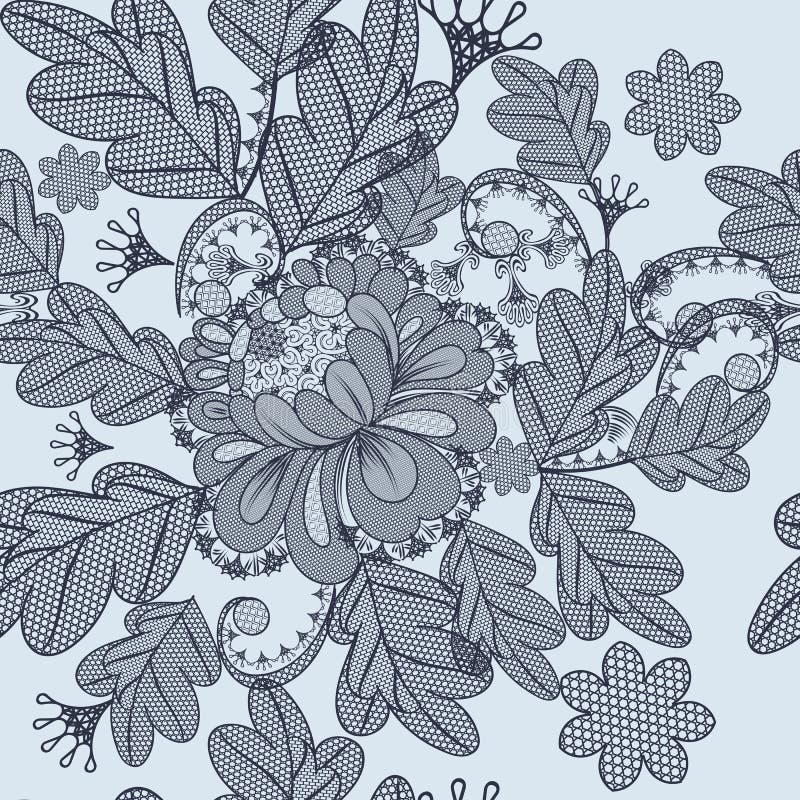 Beautiful Lace Pattern with Filigree Design in Blue Color. Vector Ideal ...