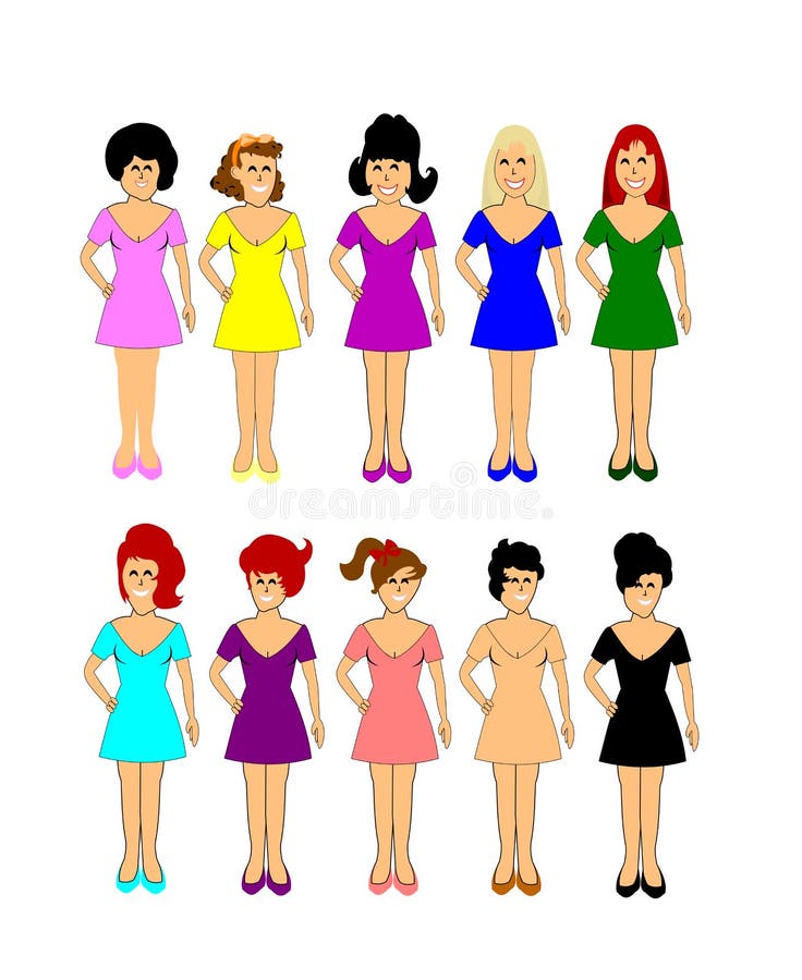 10 beautiful ladies stock vector. Illustration of cartoon - 32750957
