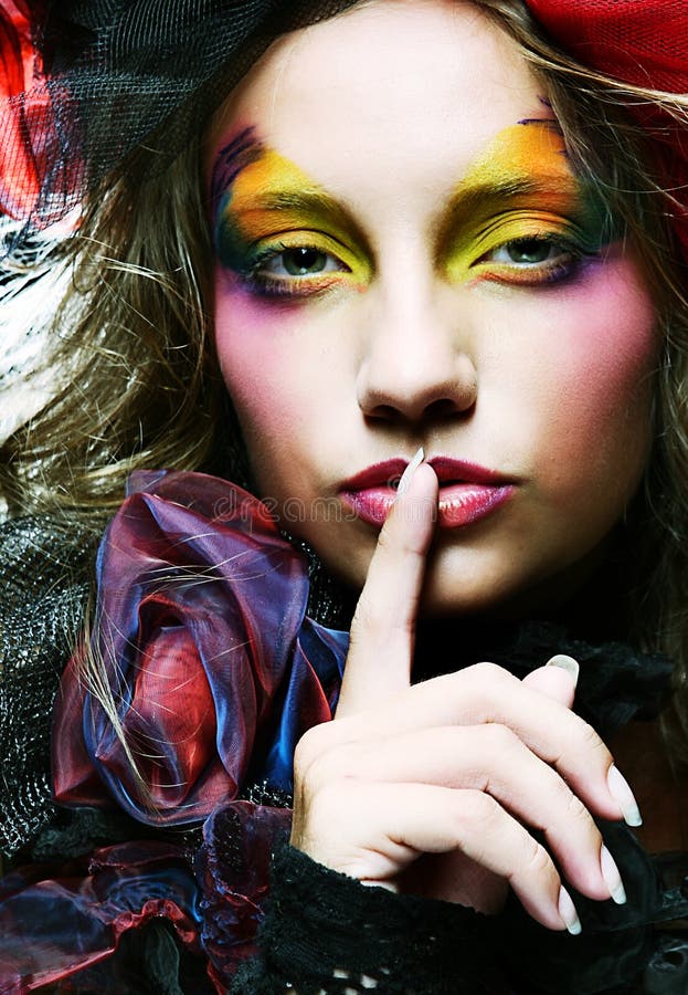Lady with Artistic Make-up.Doll Style Stock Image - Image of beautiful ...