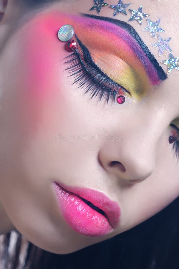 Beautiful Lady with Artistic Make-up. Stock Image - Image of happy ...