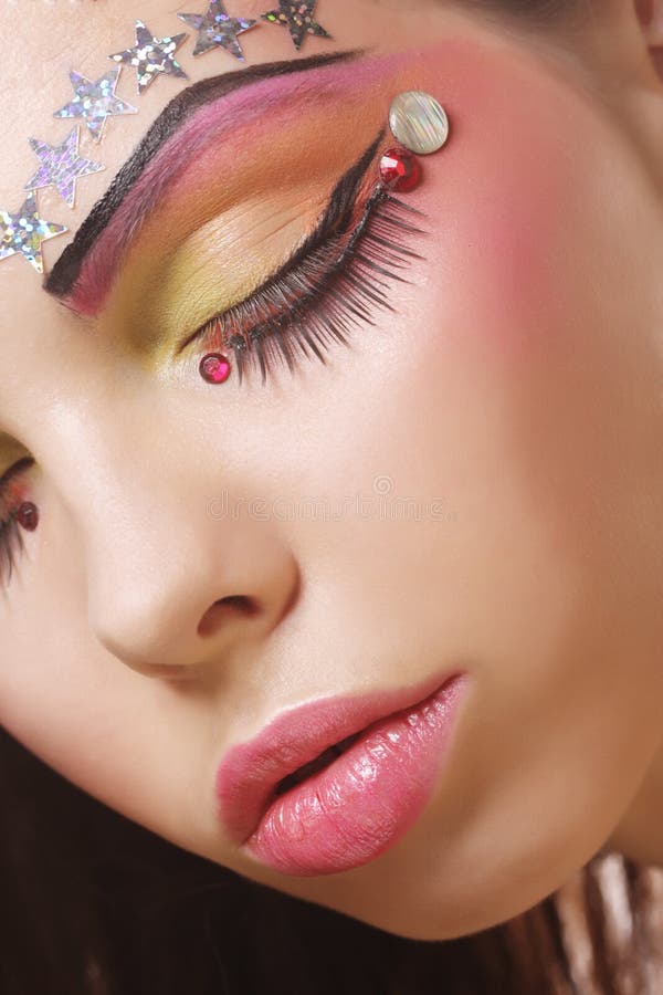 Beautiful Lady with Artistic Make-up. Stock Image - Image of doll ...