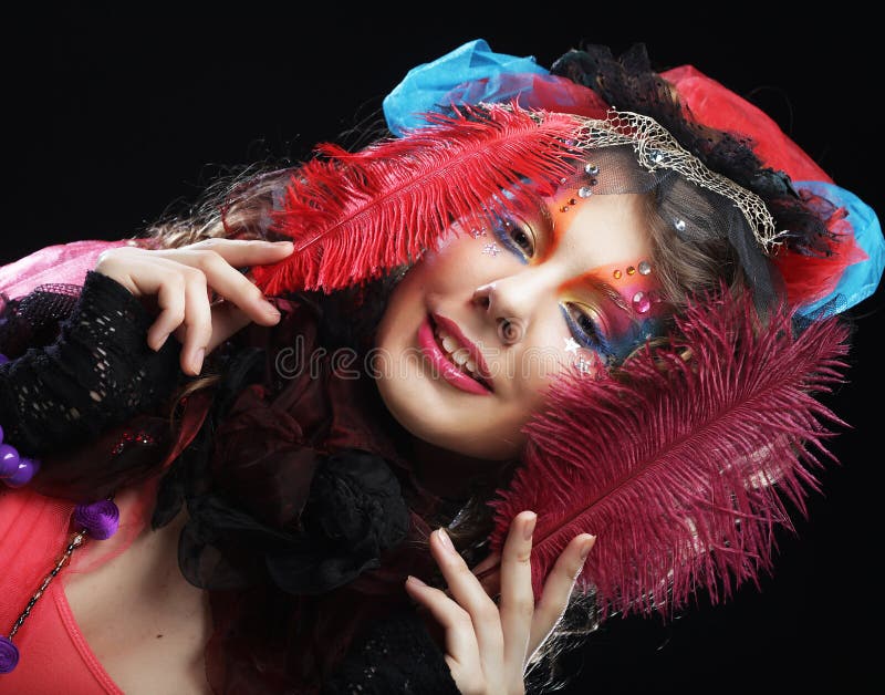 Beautiful Lady with Artistic Make-up. Doll Style Stock Photo - Image of ...