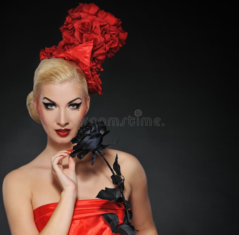 Beautiful Lady with Black Rose. Stock Photo - Image of lady, lovely ...