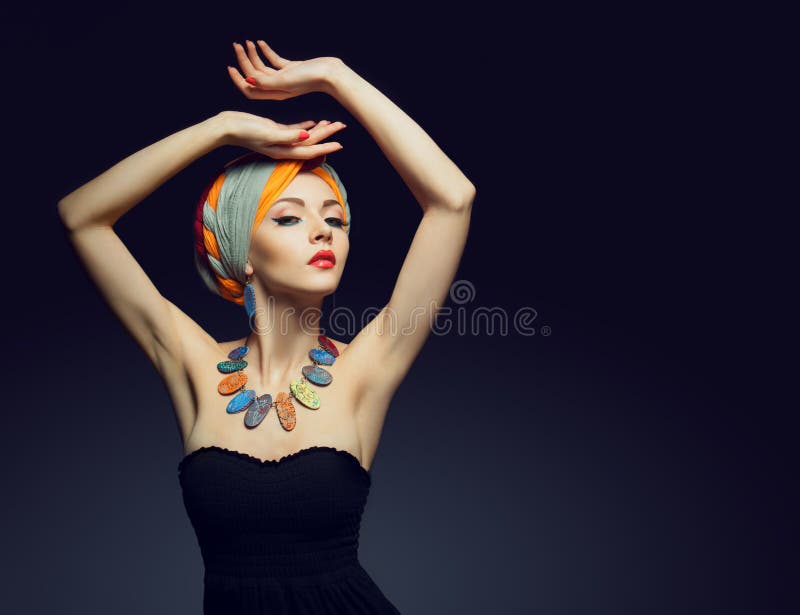 Beautiful Lady with Colored Turban Stock Photo - Image of east, culture ...