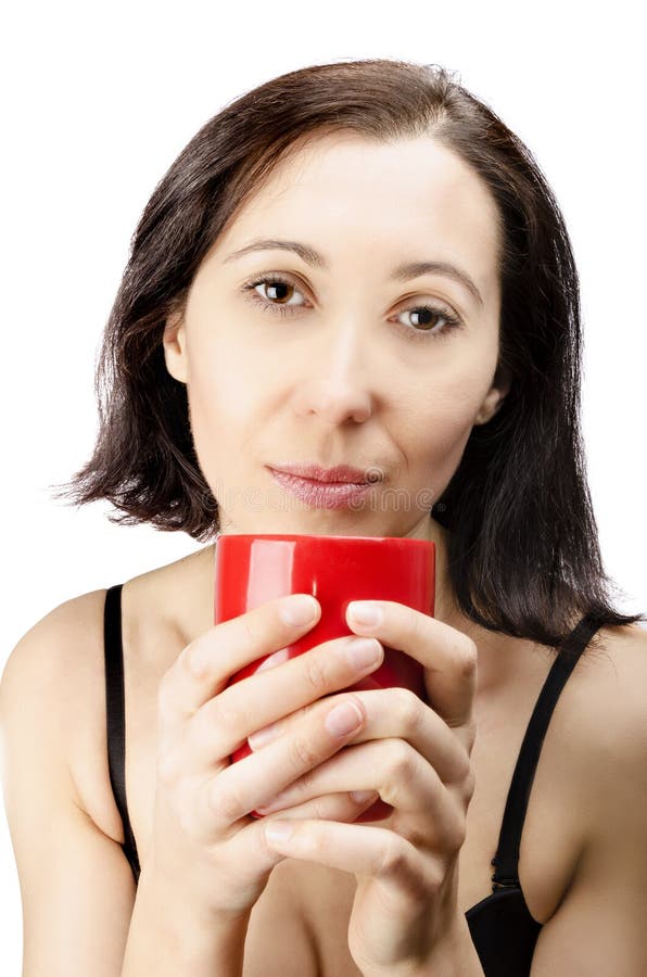 Beautiful Lady Drinking Coffee Stock Photo - Image of breakfast ...