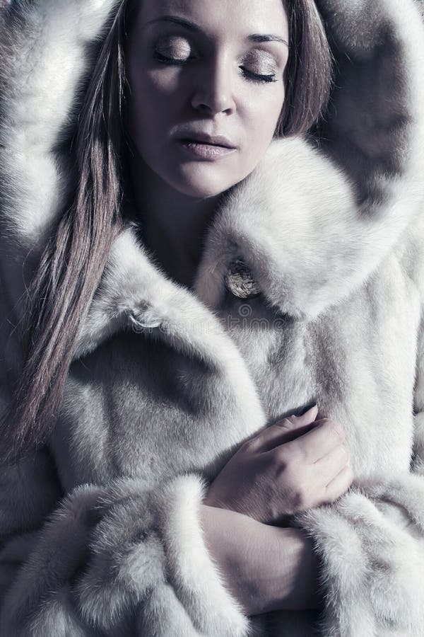 Beautiful lady in a fur stock image. Image of emotion - 29157951