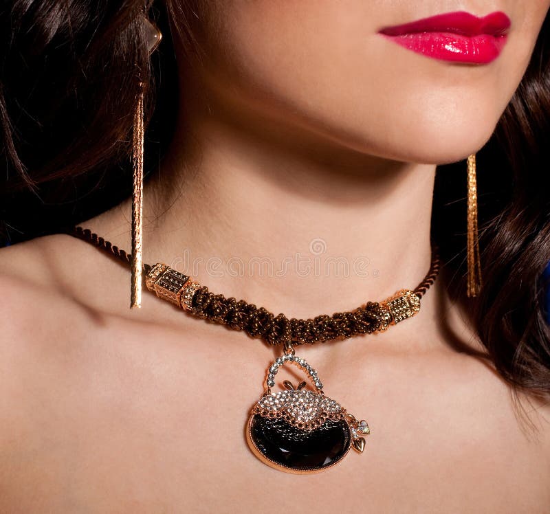 Beautiful Lady with Golden Jewelry Stock Image - Image of brilliant ...