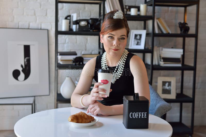 Beautiful Lady at the Image from Classic Film Stock Image - Image of ...