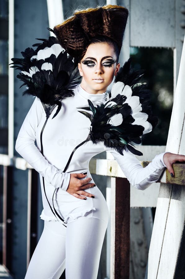 Beautiful Lady with an Improbable Hairdress Stock Image - Image of ...