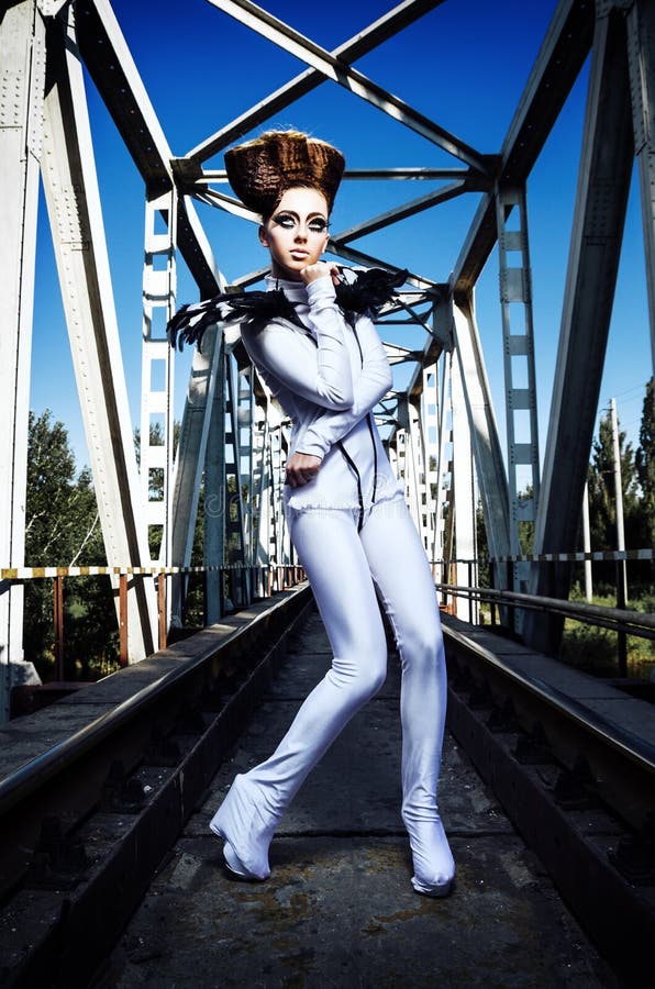 Beautiful Lady with an Improbable Hairdress Stock Image - Image of ...