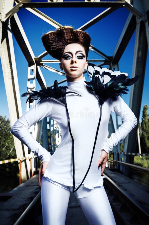 Beautiful Lady with an Improbable Hairdress Stock Photo - Image of ...