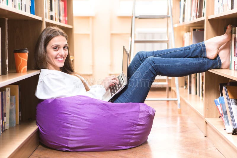 Beautiful Lady with Laptop Computer Stock Image - Image of brunette ...