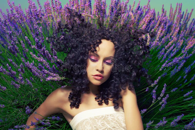 Beautiful lady in lavender stock image. Image of fairy - 26118245