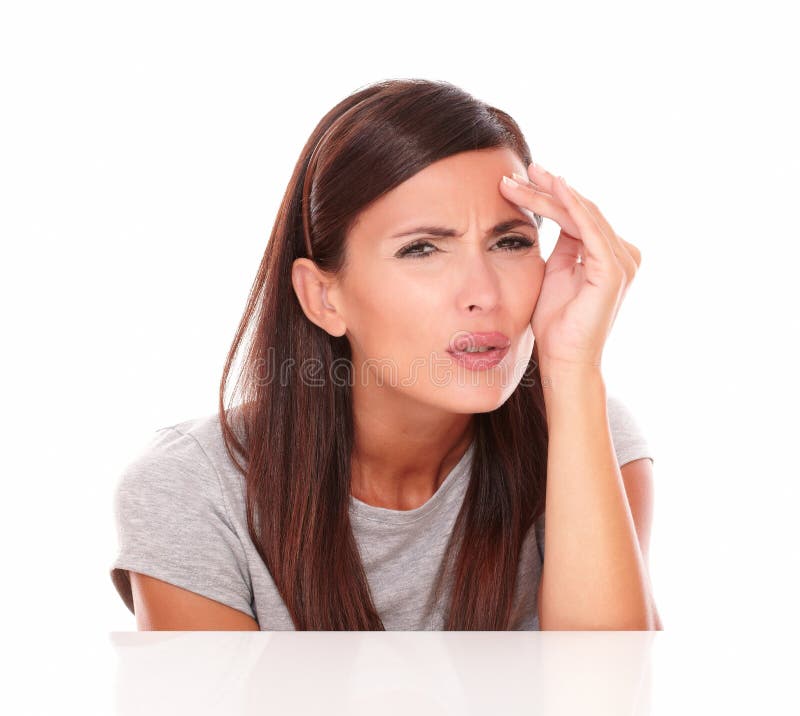 Beautiful Woman Looking and Pointing Up Stock Image - Image of girl ...