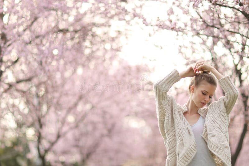 Beautiful Lady in the Park in Spring Time Stock Photo - Image of person ...