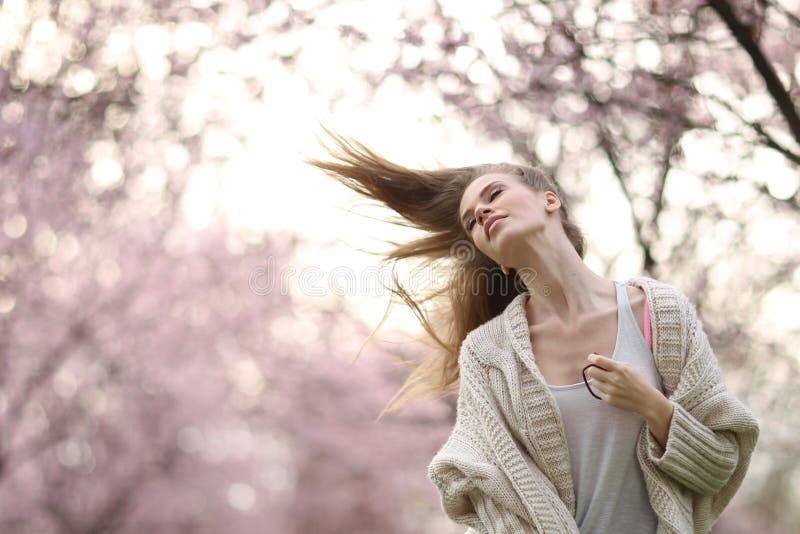 Beautiful Lady in the Park in Spring Time Stock Image - Image of nature ...