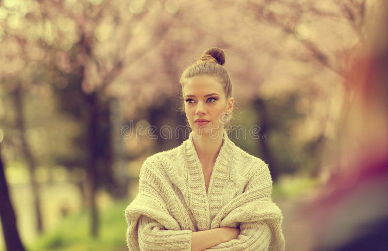 Beautiful Lady in the Park in Spring Time Stock Image - Image of green ...
