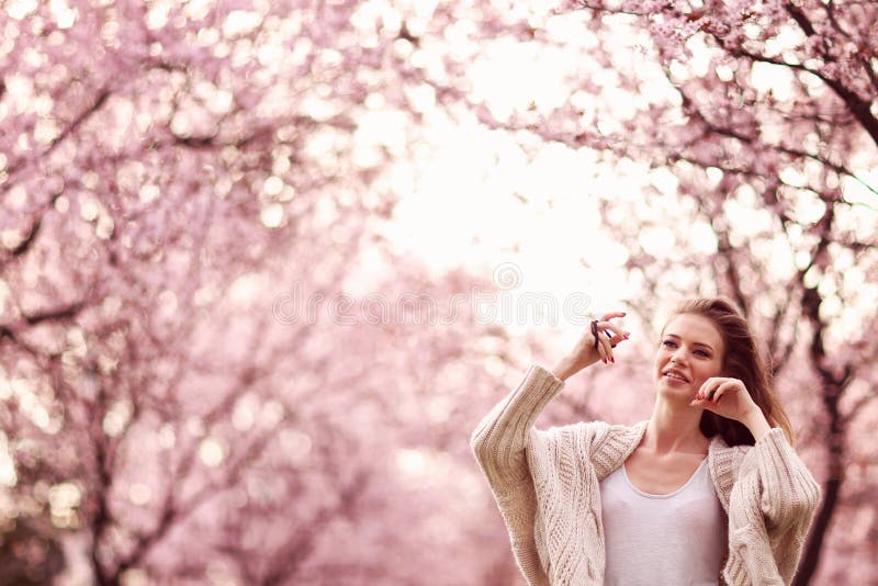 Beautiful Lady in the Park in Spring Time Stock Image - Image of nature ...