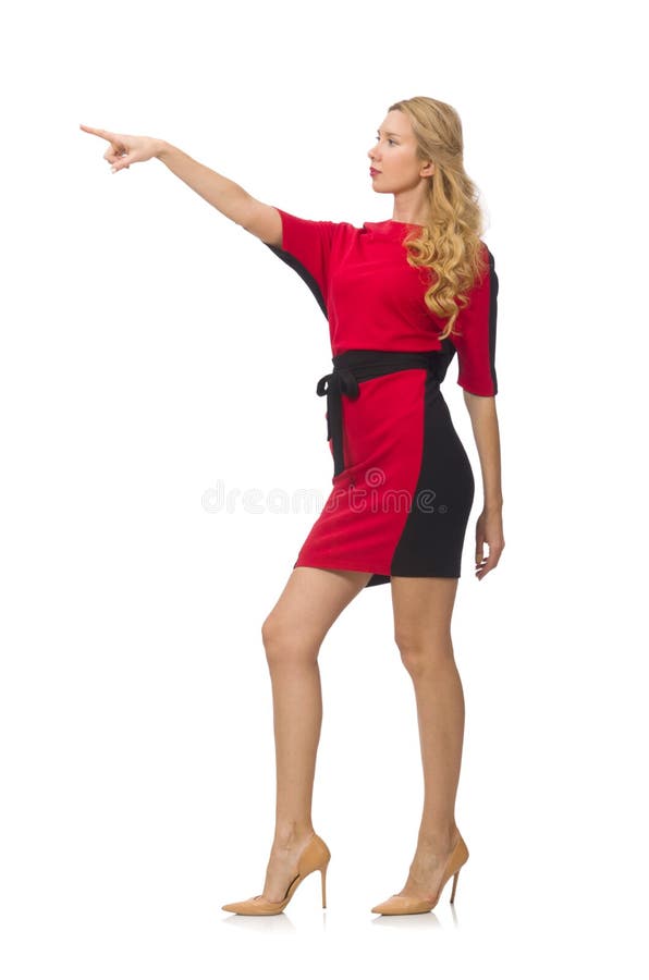 Beautiful Lady in Red Black Dress Isolated on the Stock Image - Image ...