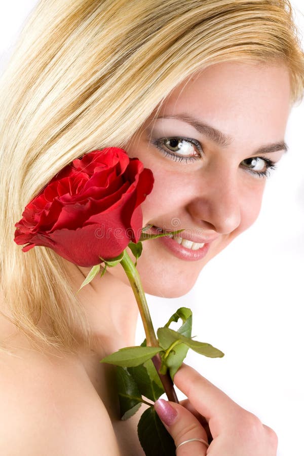 Beautiful Female Holding Red Roses Bouquet, Valentines Day. Stock Image ...