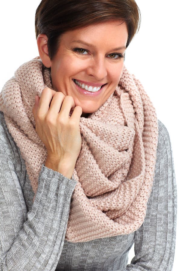 Beautiful lady with scarf. stock photo. Image of white - 60132166