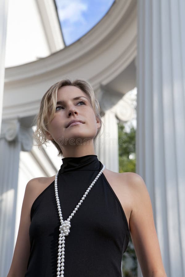 Beautiful Lady Standing at Column Stock Image - Image of outdoor ...