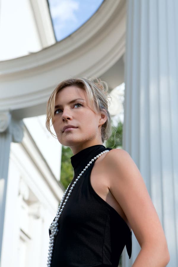 Beautiful Lady Standing at Column Stock Photo - Image of stylish ...