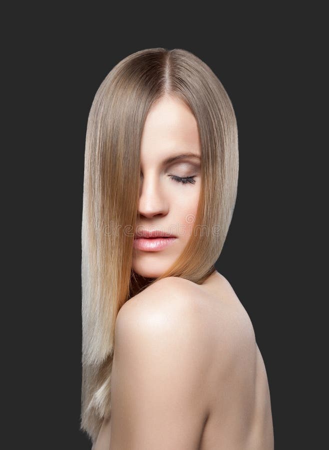 Beautiful Lady with Straight Hair Stock Image - Image of cosmetics ...