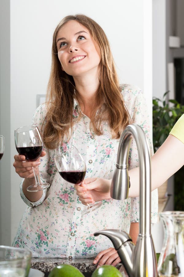 Beautiful Lady during Toasting Kitchen Party Stock Image - Image of ...