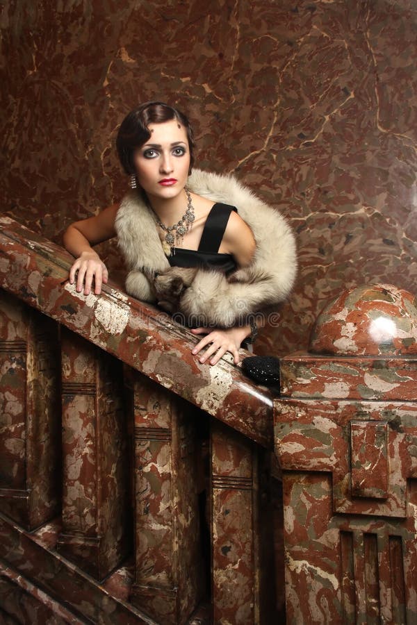 Beautiful Lady Waiting on the Staircase Stock Photo - Image of pretty ...