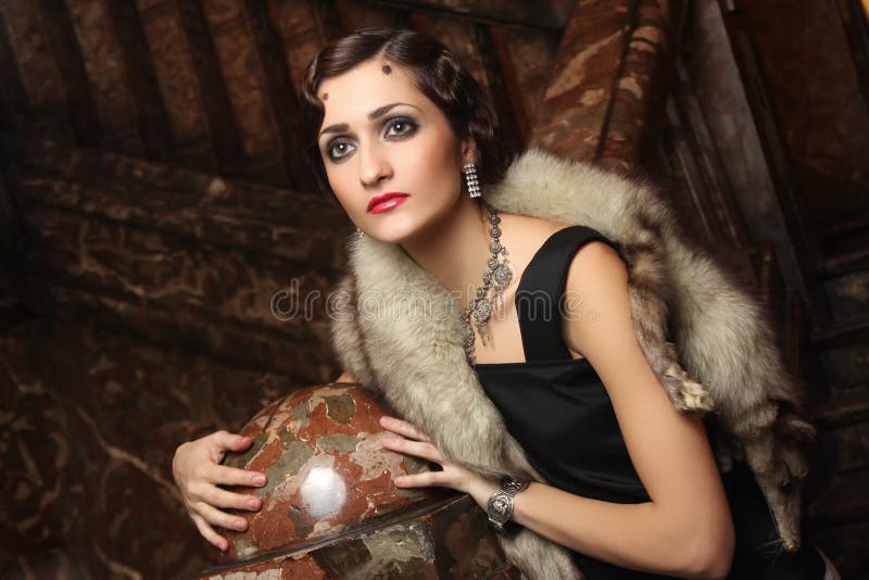 Beautiful Lady Waiting on the Staircase Stock Photo - Image of marble ...