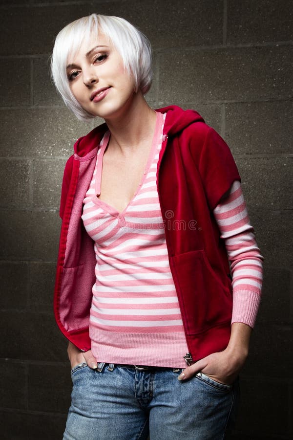 Beautiful Lady in Warm Clothes Stock Photo - Image of brick, female ...