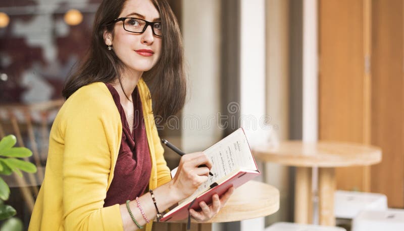 Beautiful Lady Writing Notebook Diary Concept Stock Photo - Image of ...