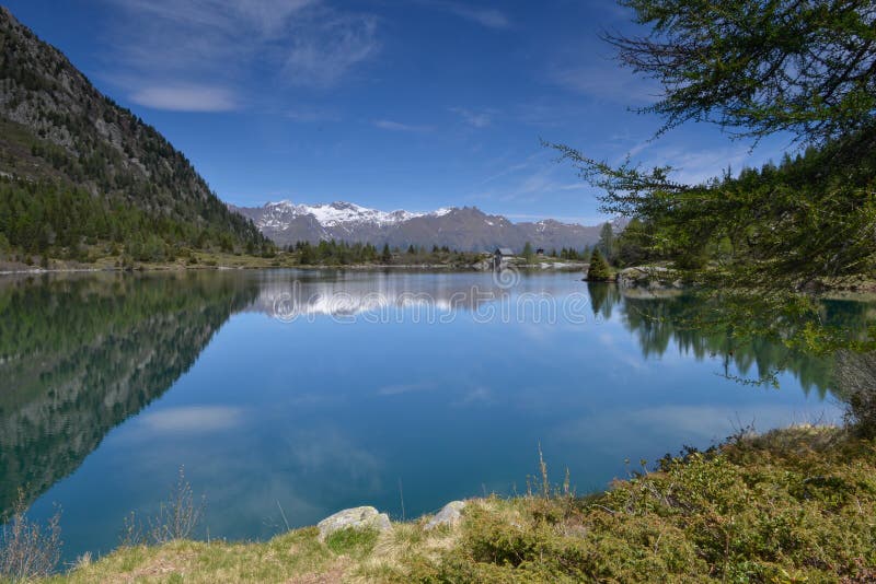 Beautiful Lago D`Aviolo with Reflection. Stock Image - Image of tourism ...
