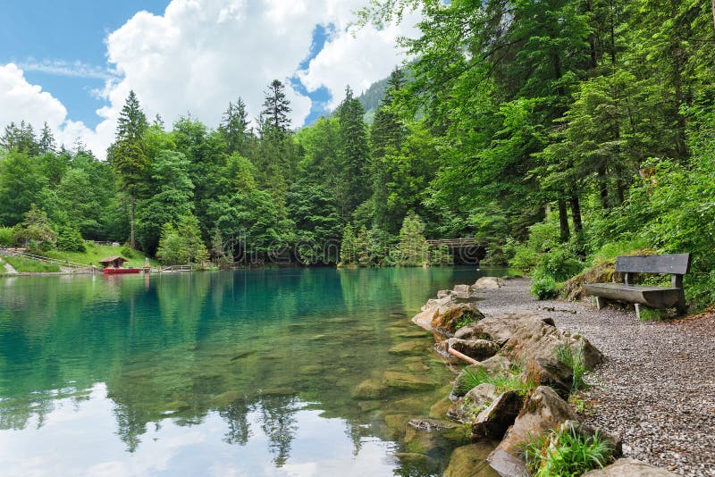 Lake Blausee in Switzerland Stock Image - Image of blue, vacation ...