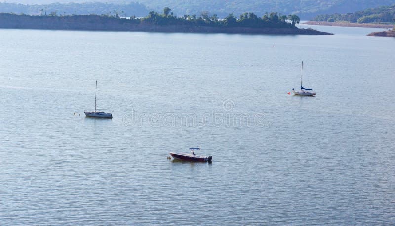 Beautiful Lake of Blue Color with Yachts Stock Image - Image of heat ...