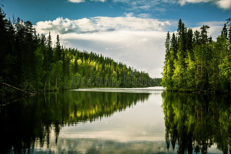 A Beautiful Lake Landscape in Finland Stock Photo - Image of panoramic ...