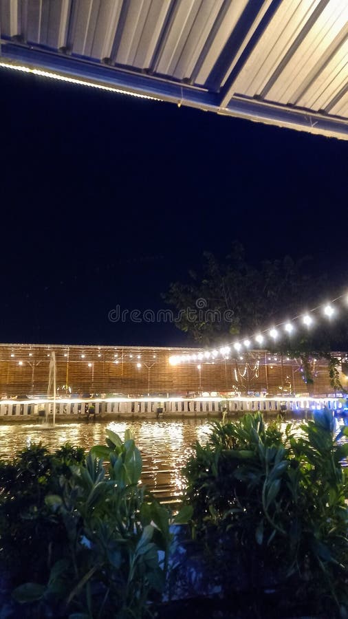 Beautiful Lake at Night Filled with Lights Stock Photo - Image of ...