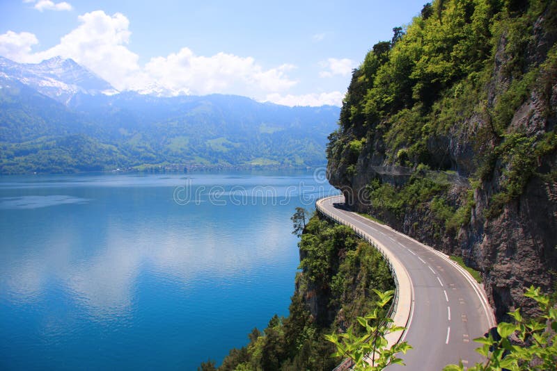 Beautiful Lake and Road stock image. Image of blue, niesen - 24341385