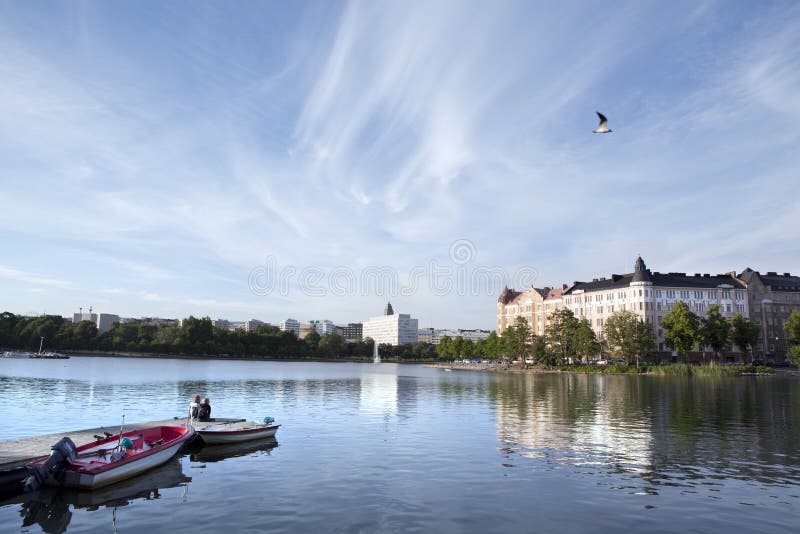 Beautiful Lake Scene In Helsinki. Summer, Finland Stock Image - Image ...