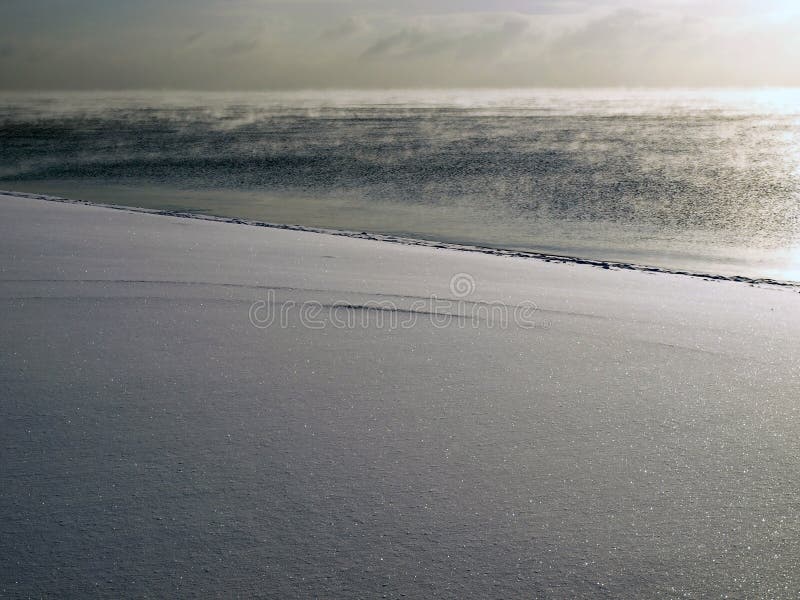 Beautiful Lake with Snow Shore Stock Photo - Image of frozen, dusk ...