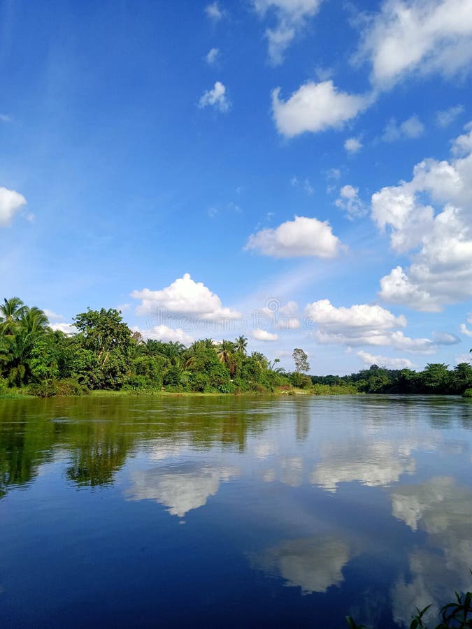 Beautiful Lake with Sunny Clouds Stock Photo - Image of nature ...