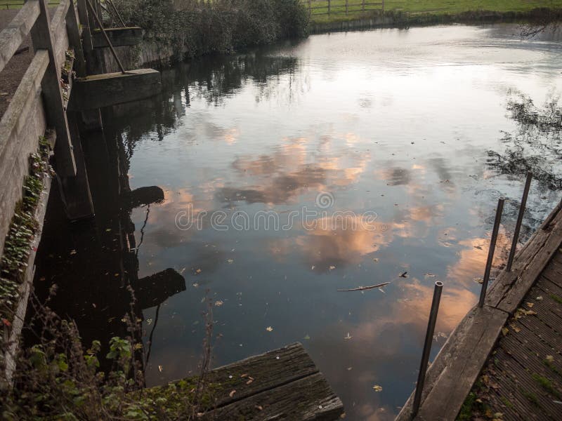 Beautiful Lake Surface Clouds Reflection Empty Space Water Stock Image ...