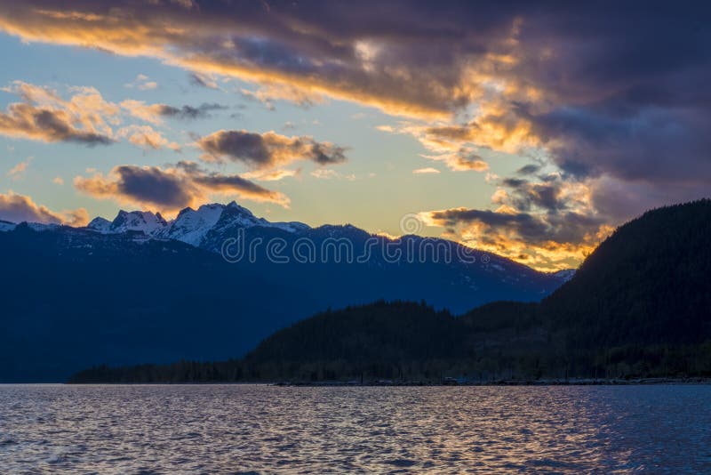 Beautiful Lake View at Sunset Stock Image - Image of forrest, blue ...