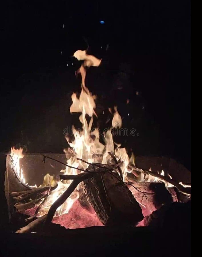 Beautiful Lakeside Camp Fire Stock Image - Image of lakeside, camp ...