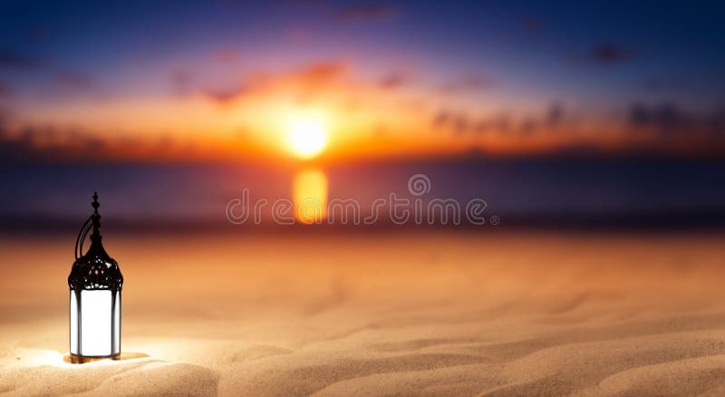 Beautiful Lamp Shining in the Middle of the Desert with a Beautiful ...