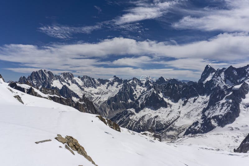 Alps in June. View of the Mont Blanc Massif Stock Photo - Image of ...