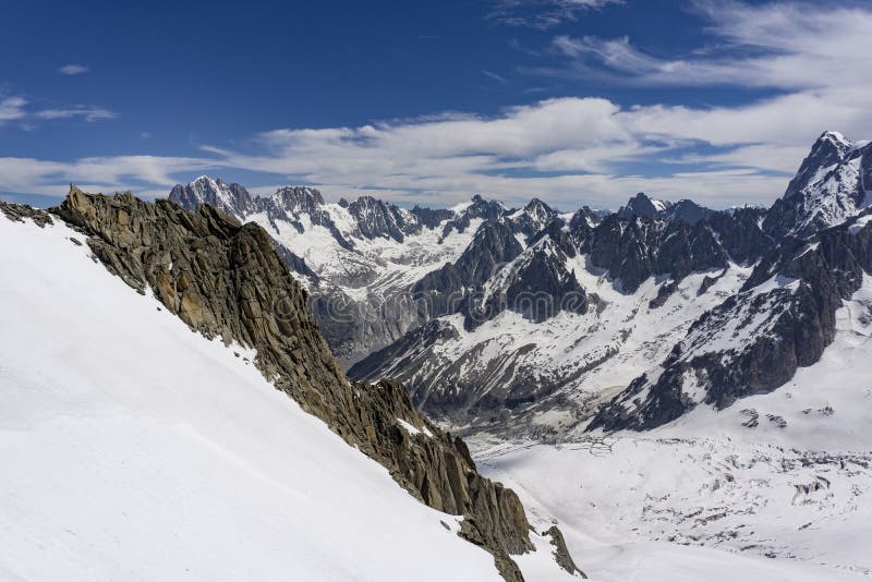 Alps in June. View of the Mont Blanc Massif Stock Photo - Image of ...