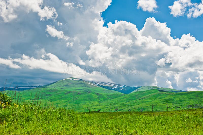 Landscape in Armenia with Mountains and a Valley with Clouds and Green ...