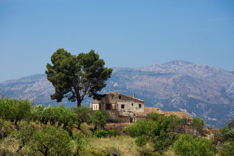 Beautiful Landscape Background. Lonely Old House and Tree in the ...